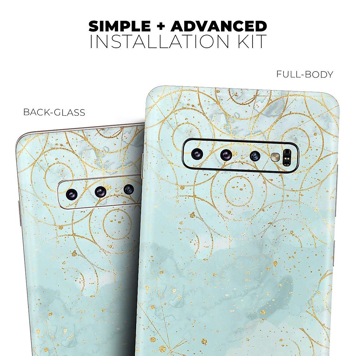 DesignSkinz Karamfila Watercolor & Gold V7 Protective Vinyl Decal Wrap Skin Cover Compatible with The Samsung Galaxy S20 (Screen Trim & Back Glass Skin)