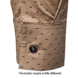 MUSE FATH Men’s Button Down Dress Shirt-Cotton Casual Long Sleeve Shirt-Party Dress Shirt-Navy Blue-L