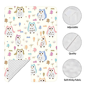 Rutiea Colorful Owl Pastel Pattern Car Seat Cover for Babies, Peekaboo Opening Minky Carseat Canopy Stroller Cover for Newborn, Mom Nursing Breastfeeding Covers, Blanket for Infant Toddler