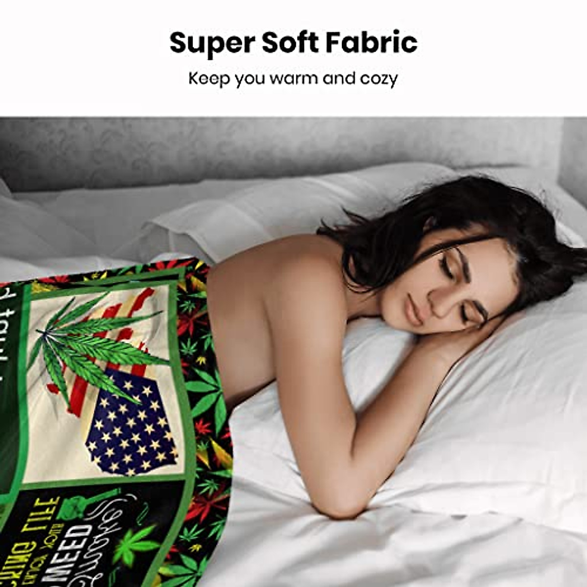 Socira Weed Blanket, Marijuana Gifts Flannel Sherpa Blanket, Large Leaf Blanket Soft Bed Blanket,Cozy Fleece Throw Blanket for All-Season,Weed Stuff Sheets for Bedroom Living Room 60''X80''