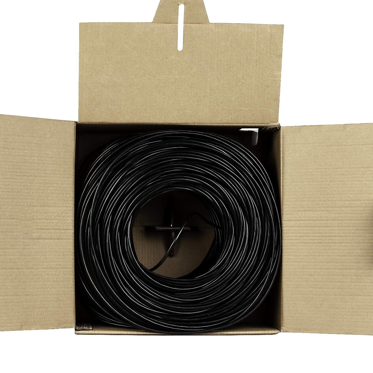 FiveStarCable 1000Ft Cat5e FTP 24AWG Outdoor Shielded Waterproof Direct Burial Rated 350MHz Bulk Ethernet Router LAN Cable Black (1000Ft, Cat5e(FTP))