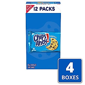 CHIPS AHOY! Original Chocolate Chip Cookies, 48 Snack Packs (4 Cookies Per Pack, 4 Boxes)