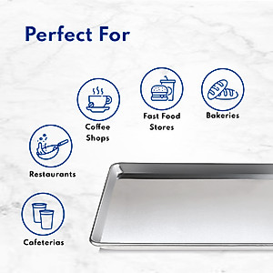 New Star Foodservice 36749 Commercial-Grade 16-Gauge Aluminum Sheet Pan/Bun Pan, 18" L x 26" W x 1" H (Full Size) | Measure Oven (Recommended)