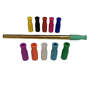 Super Big Large Straws Silicone Tips 11pcs Food Grade Reusable Straw Tips Only Fit for 1/2 Inch Wide (12mm Diameter) Stainless Steel Straws and Smoothie Glass straws