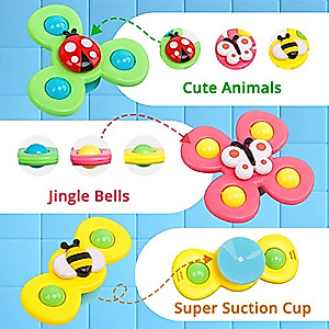 Tiyol Suction Cup Spinners, Baby Bath Toys 6-12-18 Months, Window Travel Toys for Toddler 1 2 3 Years Old, Fun Birthday for Infant Boys Girls (3 PCS)