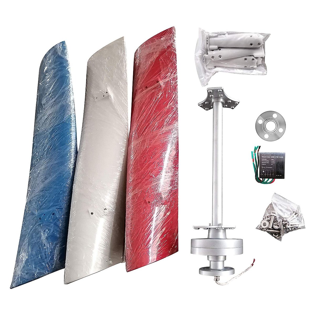 DNYSYSJ 400W Wind Power Turbine Generator Maglev generator Vertical Wind Generator with 3 Blade and Controller (12V Red blue white)