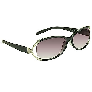 proSPORT Reading Sun Glasses +1.50 Tinted Smoke Lens Black frame with Silver with Rhinestones for Women