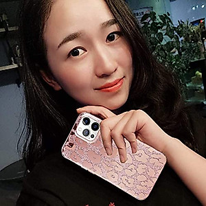 J.west Case Compatible with iPhone 12 Pro Max 6.7-inch, Luxury Saprkle Bling Glitter Leopard Print Design Soft Metallic Slim Protective Phone Cases for Women Girls TPU Silicone Cover Case Rose Gold