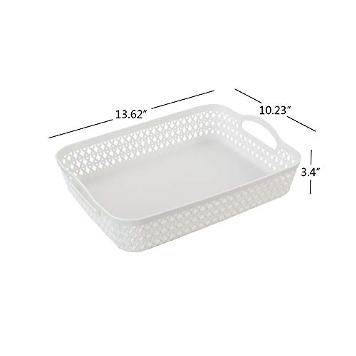 Nesmilers Plastic Storage Tray Baskets, 6-Pack White Basket Trays