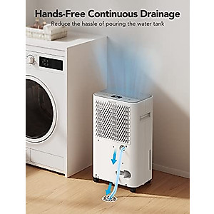 GoveeLife Smart Dehumidifier for Basement Upgraded, Max 50 Pint Energy Star Certified WIFI Dehumidifier with Drain Hose for Continuous Drainage, Remote Control Dehumidifiers for Home, Bathroom, Closet