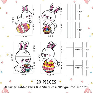 Easter Yard Signs,4Pcs Reflective Large Outdoor Easter Bunnies Decorations and Egg Hunt Decor, Spring Front Yard Sign,Lawn Decoration for Easter Party.