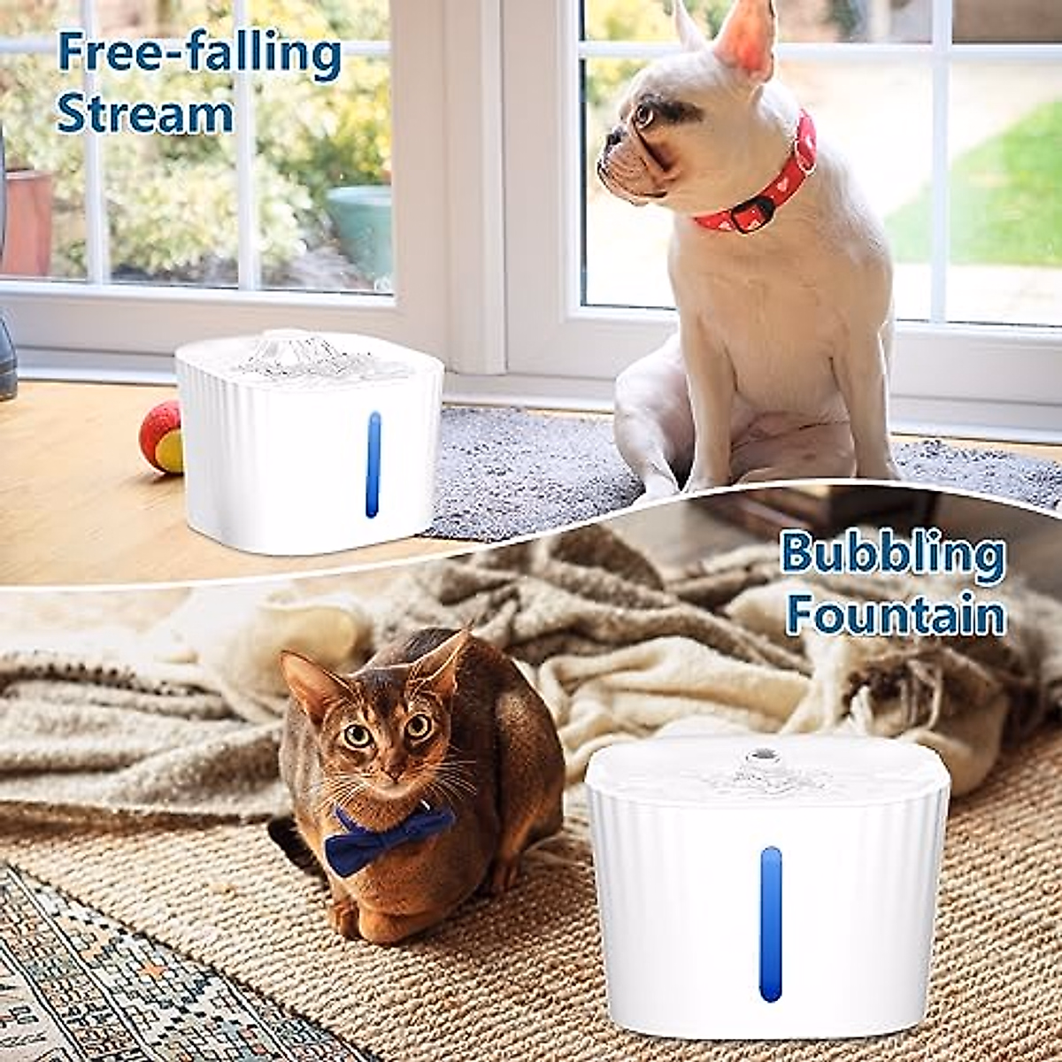 Cat Water Fountain, 101 fl oz/3L Automatic Pet Water Fountain with LED Light, Ultra-Quiet Dog Water Fountain, Activated Carbon Filter Pet Water Fountain for Cats, Dogs, Multi-Pet