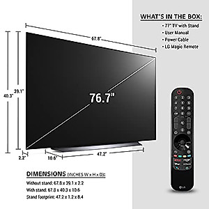 LG OLED C1 Series 77" Alexa Built-in 4k Smart TV, 120Hz Refresh Rate, AI-Powered, Dolby Vision IQ and Dolby Atmos, WiSA Ready, Gaming Mode (OLED77C1PUB, 2021)