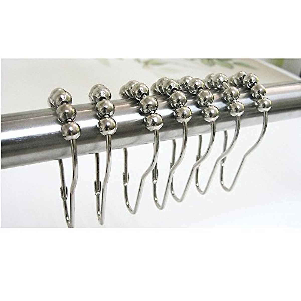 Bathroom Curtain Hooks Rustproof Steel Polished Chrome Shower Curtain Rings Set of 12