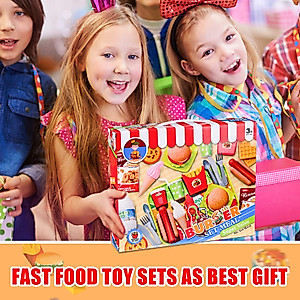 Zomiboo Pretend Play Food Toy Set for Kid Kitchen, Fake Food Plastic Burgers Sandwich Toys Pretend Food Playset Preschool Role Play Kitchen Restaurant Sets Christmas Birthday Gift for Girls Boys