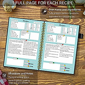 Recipe Book to Write in Your Own Recipes, Blank Recipe Notebook with Tabs for Family Cooking Lover, 120 Pages Recipe Organizer, 8.5 x 5.5", Black