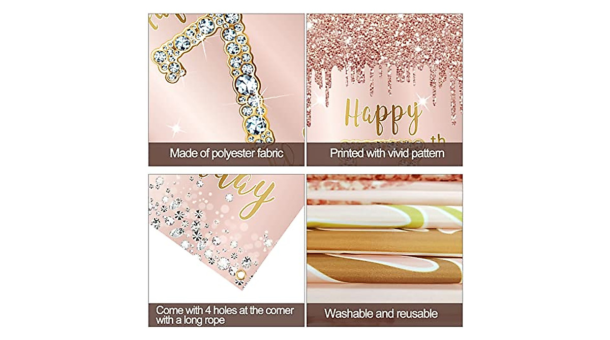 7th Birthday Door Banner for Girls - Pink & Gold Decor