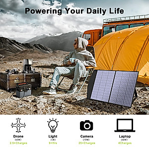 ALLPOWERS Mini Portable Power Station 700W, 606Wh/110V/164000mAh Backup Battery Power Supply with Portable Solar Panel 100W, Foldable Solar Panel Charger for Home Use Camping Emergency