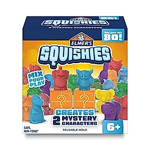 Elmer’s Squishies Kids’ Activity Kit, DIY Squishy Toy Kit Creates 2 Mystery Characters, 12 Piece Kit