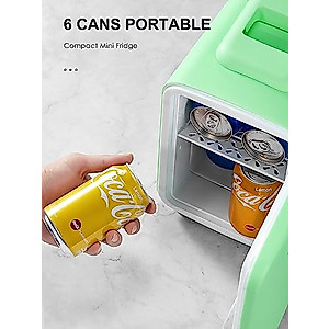 Reemix Mini Fridge, 3.7 Liter/6 Can Portable Cooler and Warmer Personal Refrigerator for Skin Care, Cosmetics, Beverage, Food,Great for Bedroom, Office, Car, Freon-Free (Green)