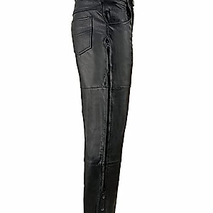 Milwaukee Leather SH1150 Men's Black Leather Motorcycle Over Pants with Jean Style Pockets - 34