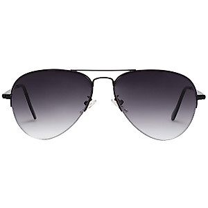 SOJOS Men's Women's Sunglasses, Classic Semi Metal Frame SJ1106 with Black Frame/Gradient Grey Lens