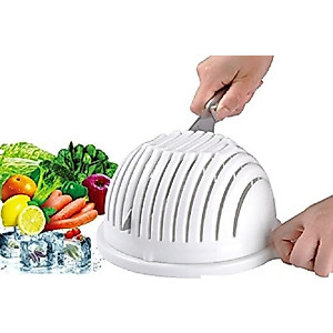 Quick Salad Maker Chopper Salad Cutter Bowl Swiftly Dice Fruits & Vegetables, BPA-Free Healthy Meals and Salads in Minutes Multi-functional (White)