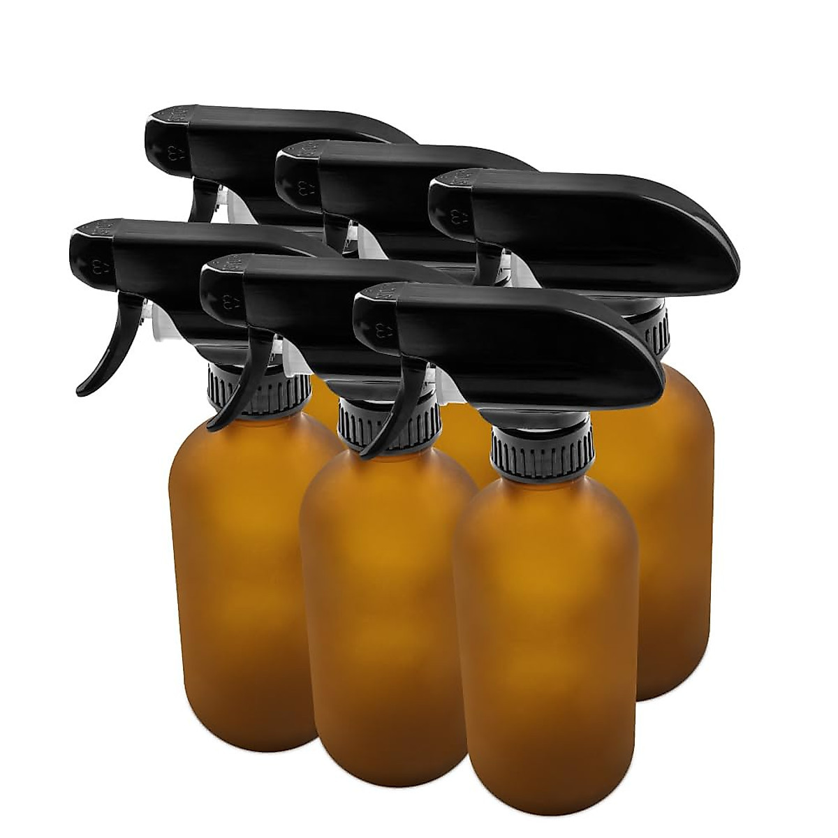 The Bottle Depot - 6 Pack - 8 oz Glass Spray Bottles with Black Trigger Sprayers - Green - 28-400 Neck Finish - Boston Round Bottles - UV Rays Protection