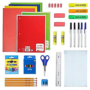 48 Piece Bulk School Supplies Kits, Value Pack of 12 Kits - Essential Box of School Supplies for Elementary, Middle, and High School Students