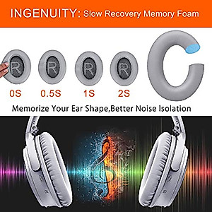 Premium Replacement Ear Pads for Bose QC35 & QC35ii Headphones Made by GEVO- Comfortable Adaptive Memory Foam and Extra Durable - Fits QuietComfort 35 & 35ii / SoundLink 1&2 AE（Over-Ear） (Silver)