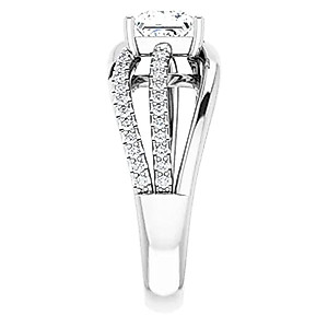 JEWELERYIUM 1 CT Princess Cut Colorless Moissanite Engagement Ring, Wedding/Bridal Ring Set, Solitaire Halo Style, Solid Sterling Silver Vintage Antique Anniversary Promise Rings Gift for Her (10.5)