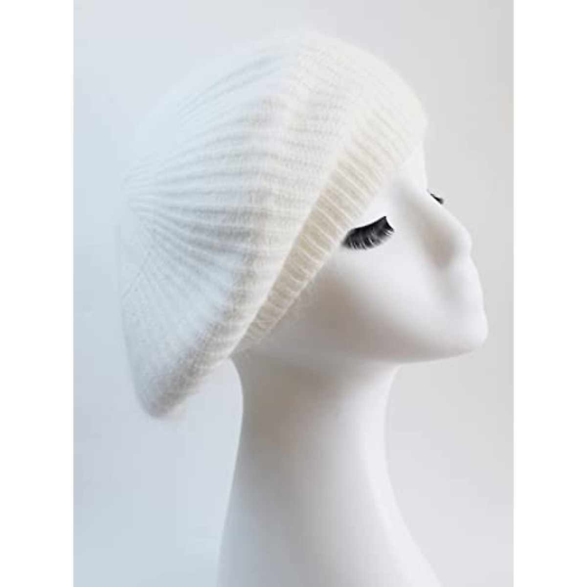 AICHUAN Womens Winter Beret Hat, Angora Wool Knit French Hat Warm Casual Slouchy Beanie Cap (White)