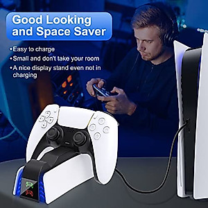 PS5 Controller Charging Station, PS5 Controller Charger for DualSense, PS5 Charging Dock Stand Holder with Fast Charging Cord, Remote Charger Docking Station for Playstation 5 Controllers