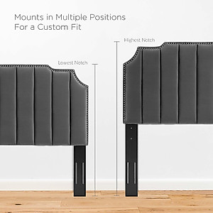 Modway Rosalind Channel Tufted Performance Velvet Headboard, Twin, Charcoal