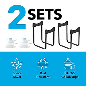 [4 PC Set] 2PC Water Container Stand & 2PC 55MM Water Valves - Extra Tall Water Gallon Dispenser - Water Dispenser for 5 Gallon Bottle & 3 Gallon Water Bottle - 3 Gallon Water Jug Stand