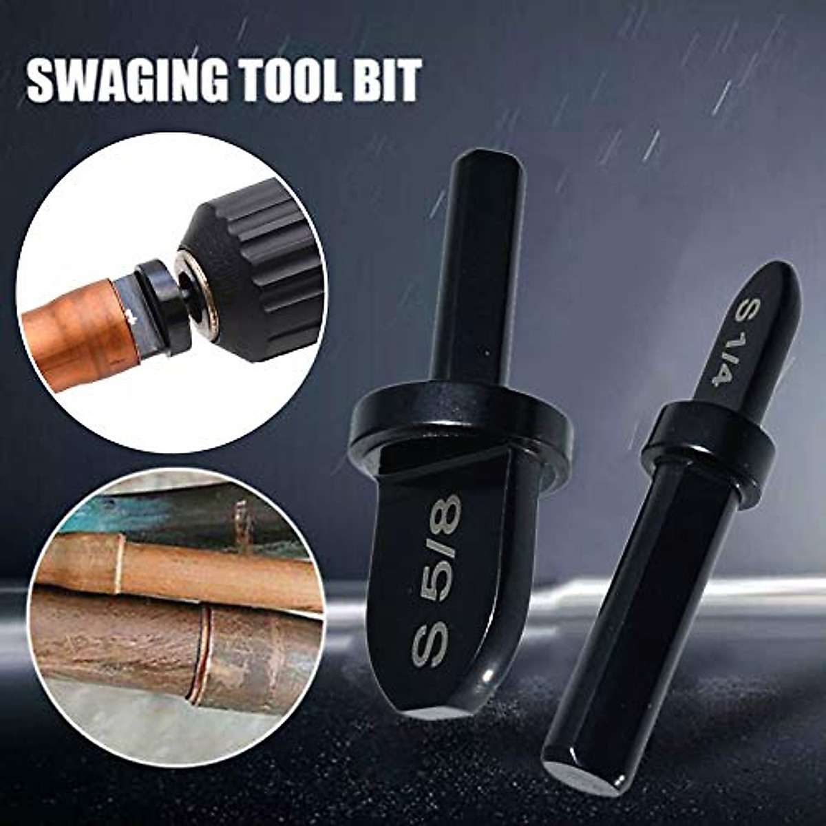 Swaging Tool Drill Bits, 6pcs Manual Copper Pipe Swaging Tool Drill Bit Set Portable Bearing Steel Repairing Set Include 7/8'', 3/4'', 5/8'', 1/2'', 3/8'', 1/4'' Bits