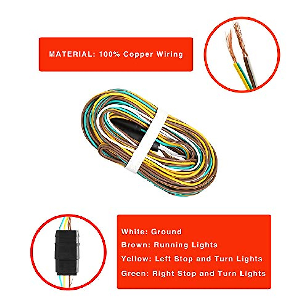 ONLTCO 12V Red Led Square Submersible Trailer Lights, Turn Signal License Brake Tail Light Kit for Under 80 Inch Boat Camper RV Trailers Shorelander Marine, IP68 Waterproof, DOT