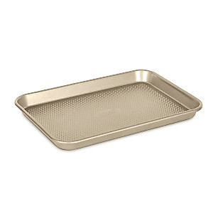Glad Premium Nonstick Cookie Sheet – Heavy Duty Baking Pan with Raised Diamond Texture, Small, Gold