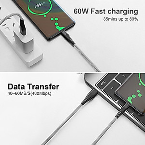 USB C to USB A Cable,Extra Long 3 Pack 10 ft Type C 3A Fast Charger Cord for iPhone 16/15 pro max,Samsung Galaxy S22 S21 S20 S10 S9 S10E, Note 20 10 9 8, Moto G7 G8,LG K51& More (Grey)