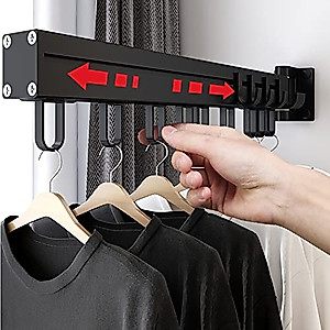 EAFTOS Wall Mounted Drying Rack for Laundry Retractable Fold Away Multifunctional Clothes Hanger Laundry Bathroom and Bedroom (Color : Silver, Size : 95x17.6cm)