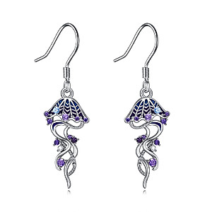 YFN Jellyfish Earrings 925 Sterling Silver Jellyfish Dangle Drop Earrings Ocean Jewelry Gifts for Women