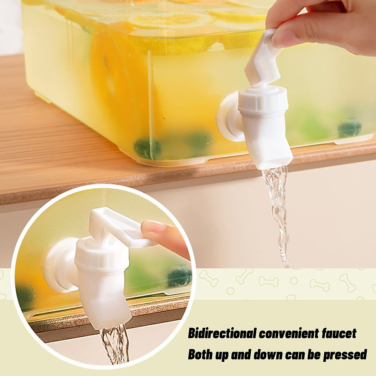 Cold Kettle With Faucet Beverage Dispenser, 3 / 5L Large Capacity Plastic Beverage Dispenser, With Faucet Ice Lemonade Juice Container With Lid, Fruit Teapot Lemonade Bucket Drink