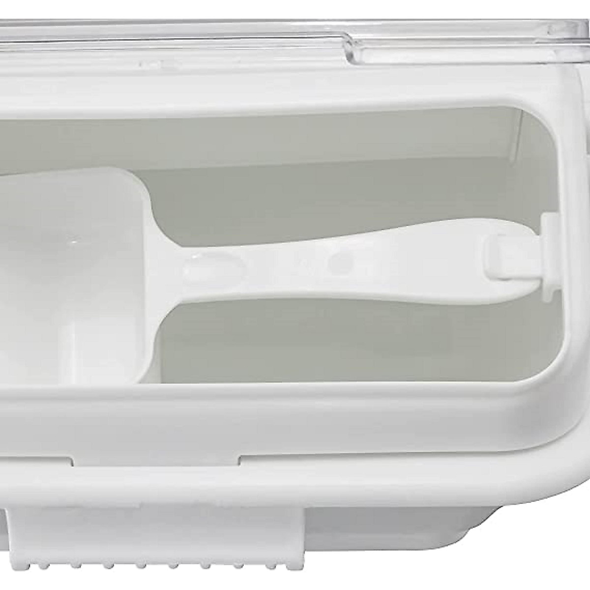 TrueCraftware- 2 Gallon (40 Cups) Shelf Ingredient Bin White with Clear Flip Top Lid & Measuring Scoop- Stackable Plastic Kitchen Pantry Storage Bin for Dry Food Flour Sugar Kitchen Restaurant