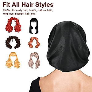 Atudew Satin Bonnet, 2PCS Silk Bonnet, Hair Bonnet for Black Women for Curly Hair Sleeping, Silk Sleeping Cap, Satin Sleep Cap, Satin Night Cap, Hair Cap for Sleeping, Sleep Bonnet, Adjustable