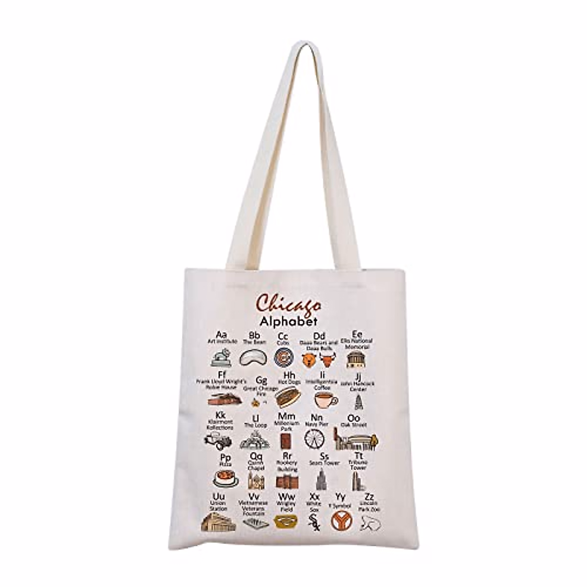 MNIGIU Chicago Canvas Tote Bag Chicago State Gift Chicago Eco Tote Bag Reusable Bag Welcome Bag (Shopping Bag CA)