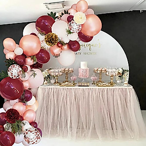 Birthday Decorations for Women, Burgundy Party Decorations with Rose Gold White Balloons Happy Birthday Banner for Bachelorette Wedding Lady 30th 40th (For All)