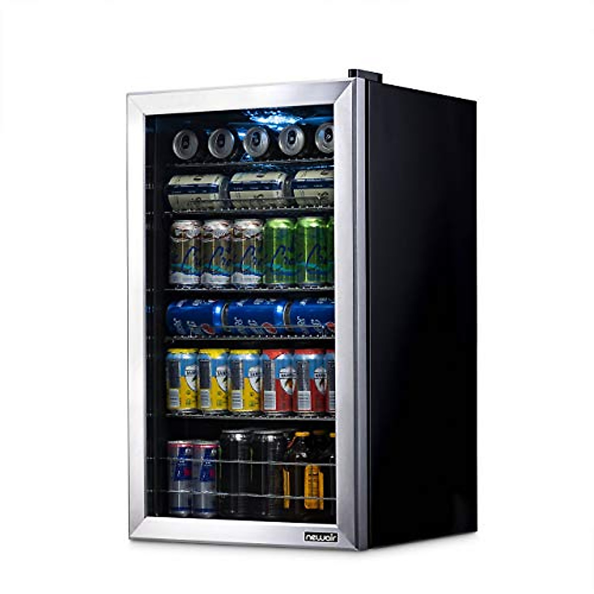 NewAir Beverage Refrigerator Cooler | 126 Cans Free Standing with Right Hinge Glass Door | Mini Fridge Beverage Organizer Perfect For Beer, Wine, Soda, And Cooler Drinks | AB-1200