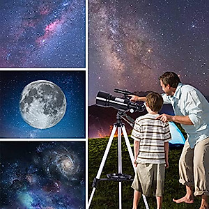 NETSKINSON Telescope, 70mm Aperture 400mm AZ Mount Astronomical Refracting Telescope for Kids Beginners, Portable Travel Telescope with Carry Bag, Phone Adapter & Wireless Remote