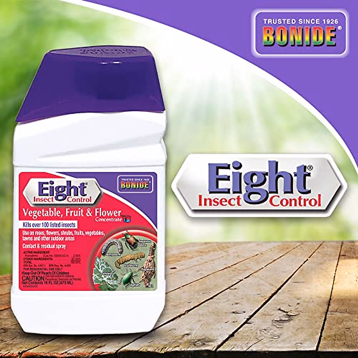 Bonide Eight Insect Control Vegetable, Fruit & Flower, 16 oz Concentrate Long Lasting Insecticide for Beetles and More