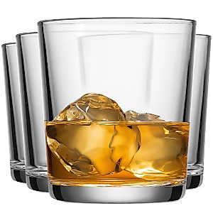 Glaver's Whiskey Glasses Set of 4, 13 oz. Barware, Old Fashioned Glasses for, Whisky, Juice, Scotch, Bourbon, Liquor, and Cocktails.